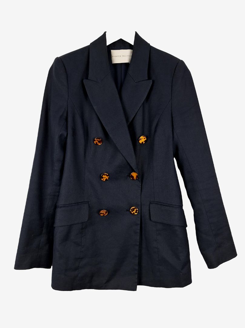Second-Hand Rebecca Vallance Navy Sleek 'Tortoise' Button Linen Blend ...